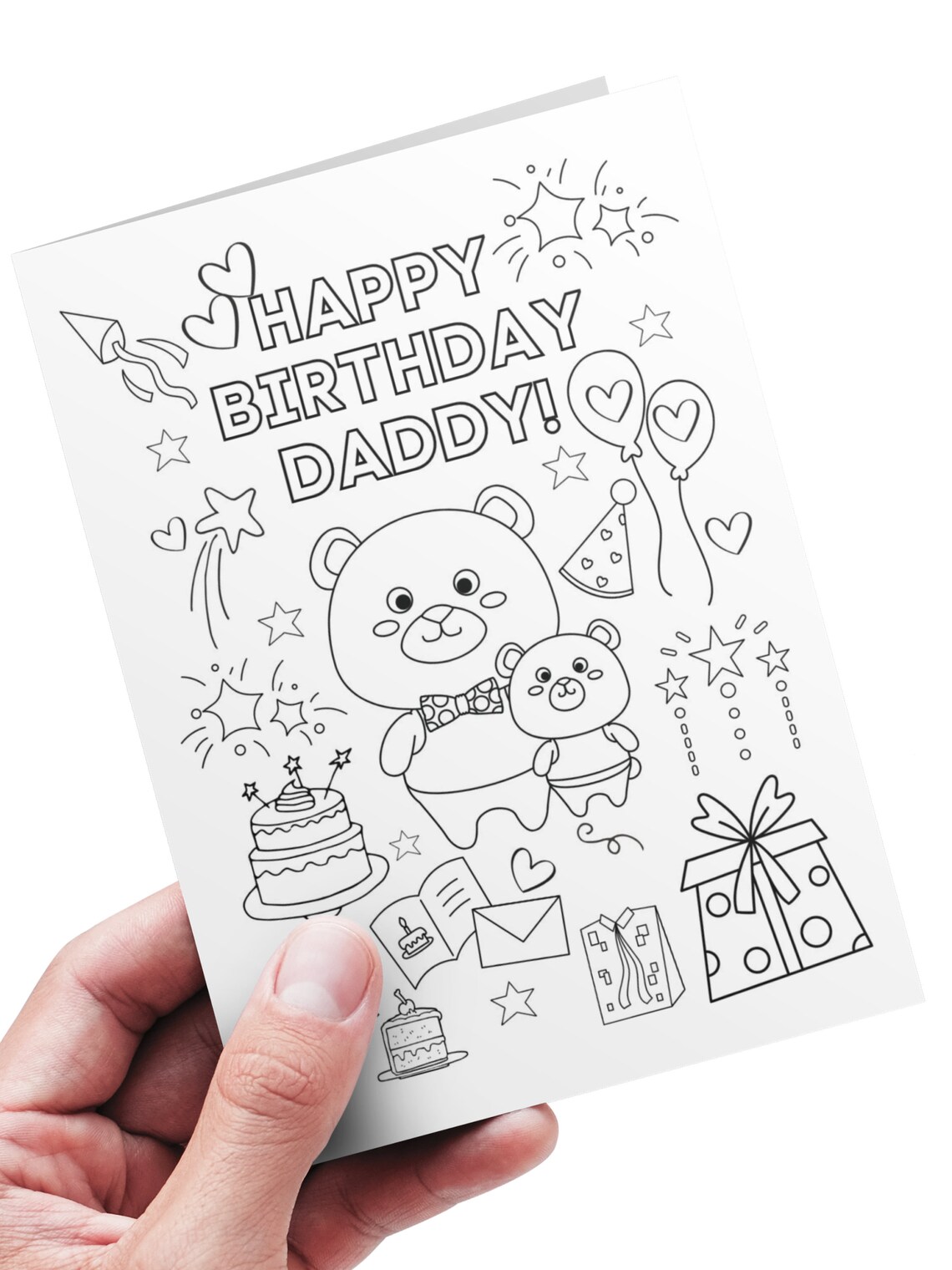 Happy Birthday Daddy, Cute Coloring Birthday Card for Dad - Etsy