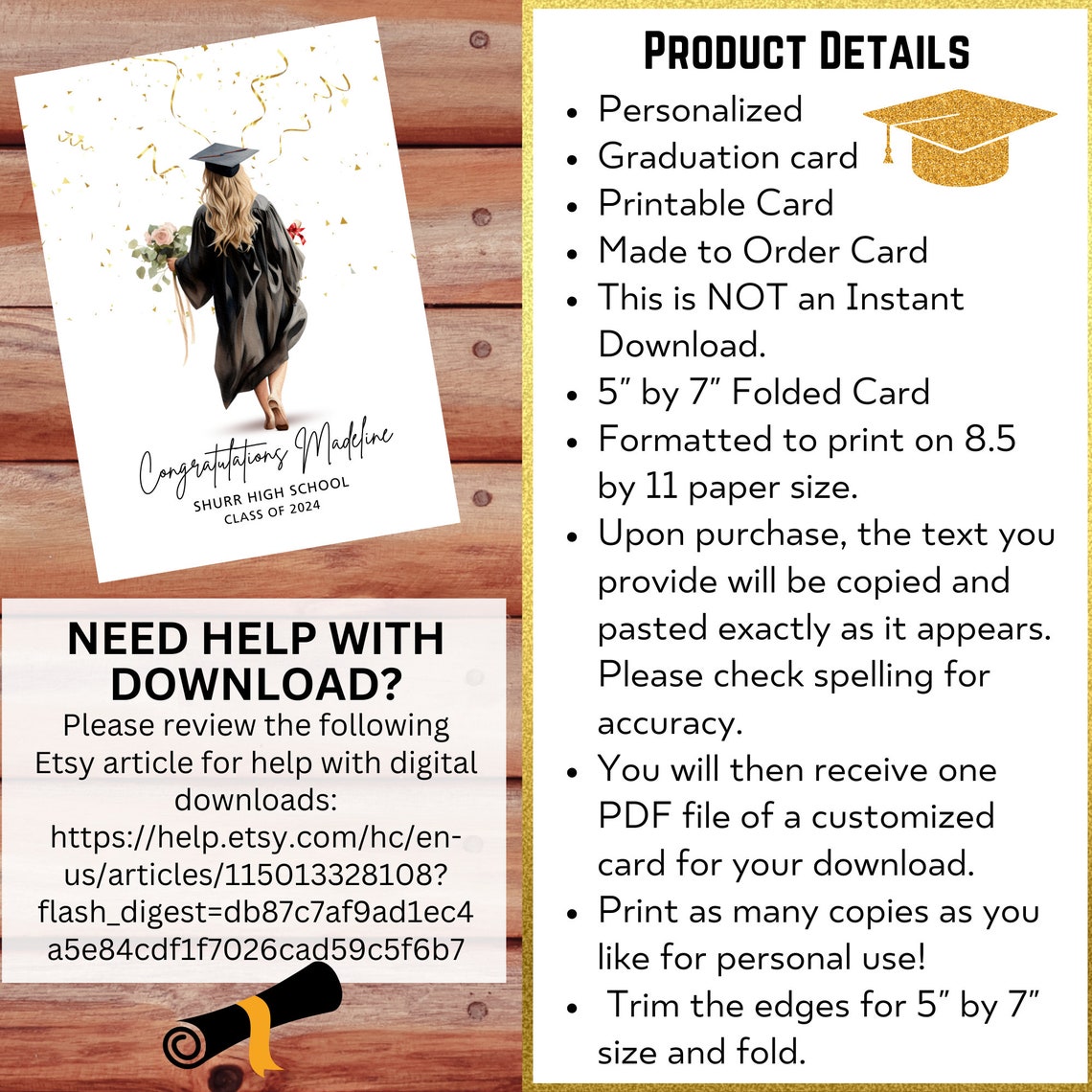 Downloadable Personalized Graduation Card Class of 2024 Custom ...
