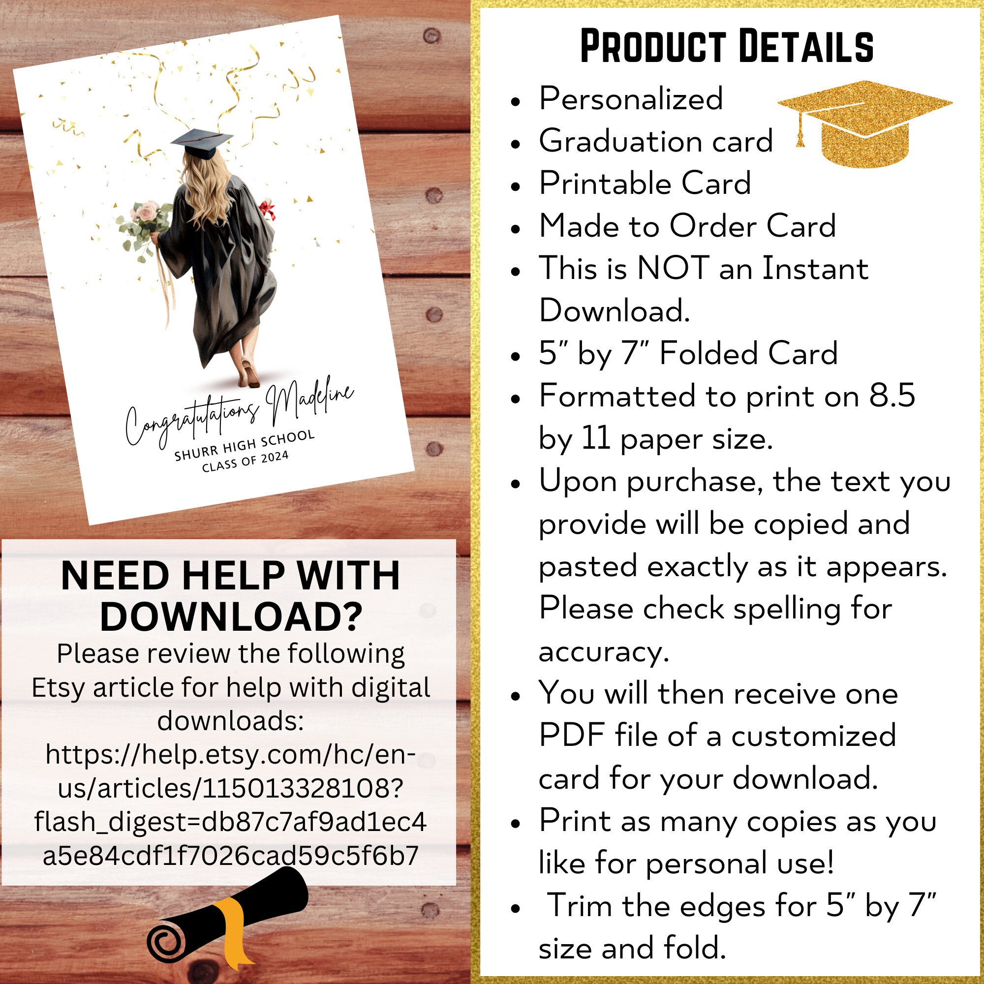 Downloadable Personalized Graduation Card Class of 2025 Custom ...