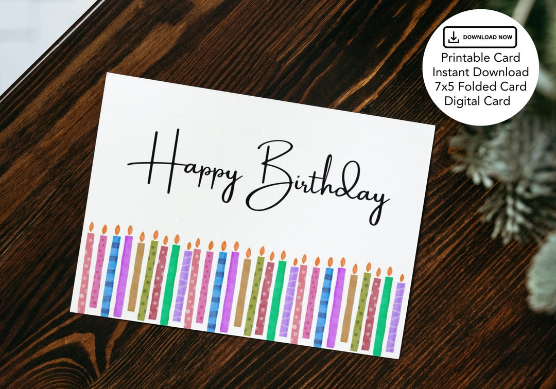 Printable Birthday Card Instant Download Blank Card Folded 7x5 Card ...