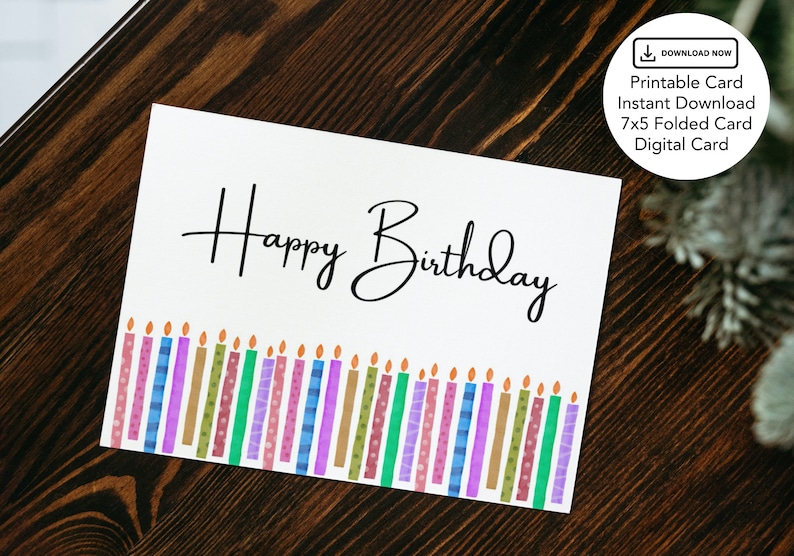 Printable Birthday Card Instant Download Blank Card Folded 7x5 Card ...