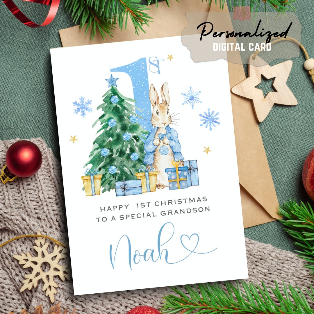 1st Christmas Card First Christmas Card Peter Rabbit Baby Boy Son 2025 ...