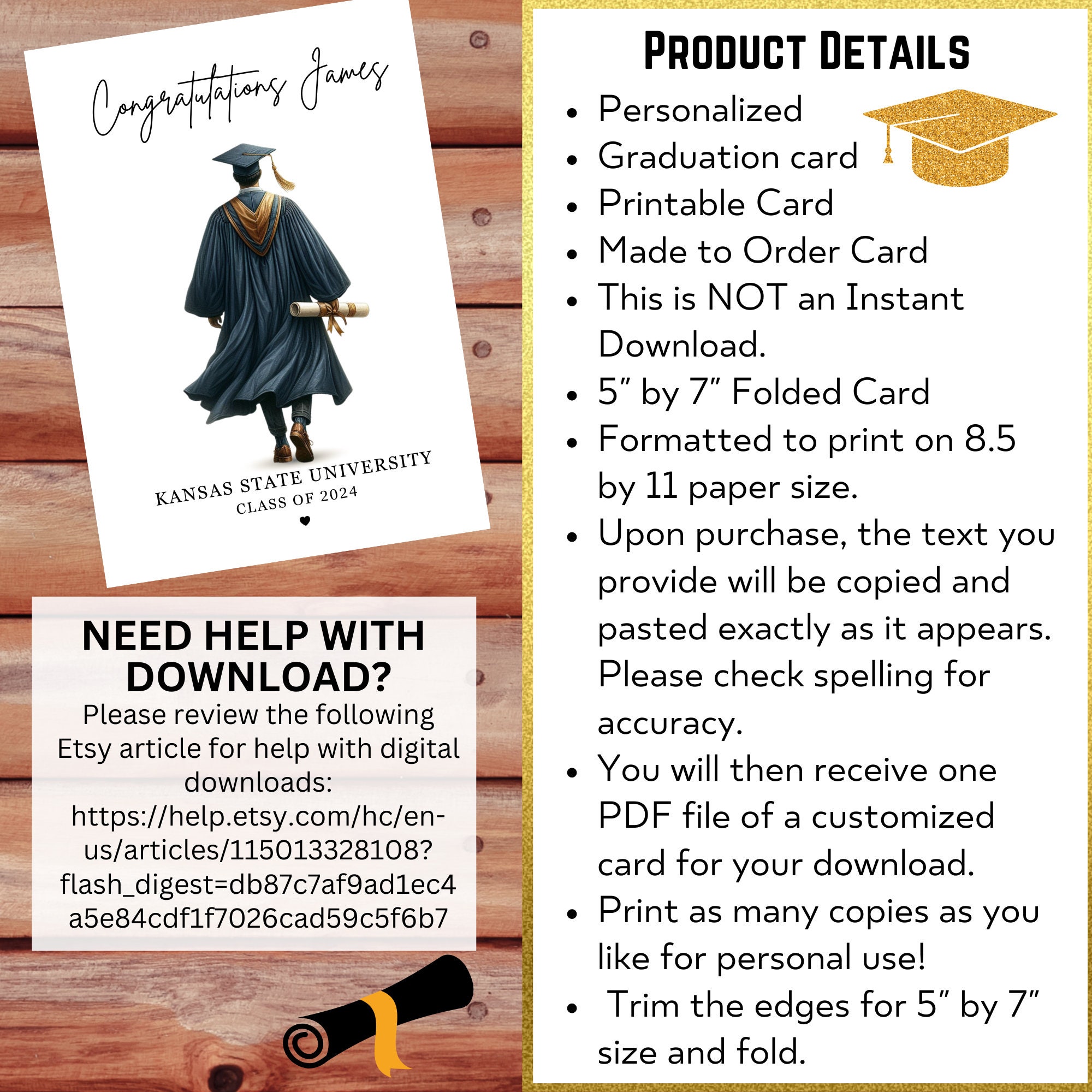 Downloadable Personalized Graduation Card Class of 2025 Custom ...