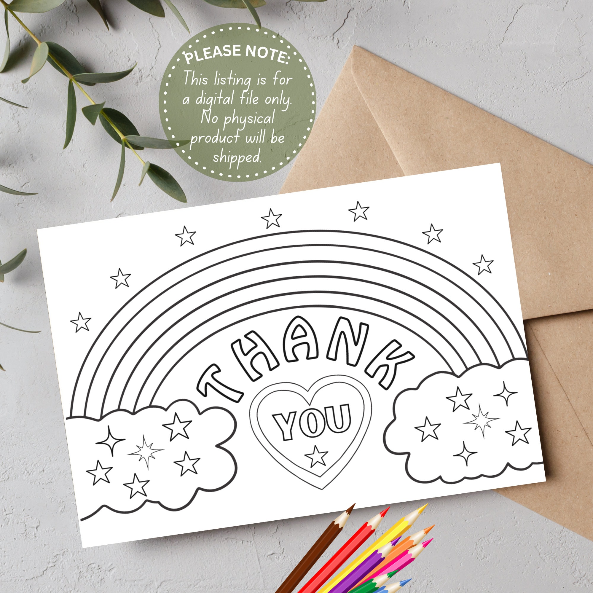 Printable Thank You Coloring Cards Value Pack Color Your Own Fun Thank ...