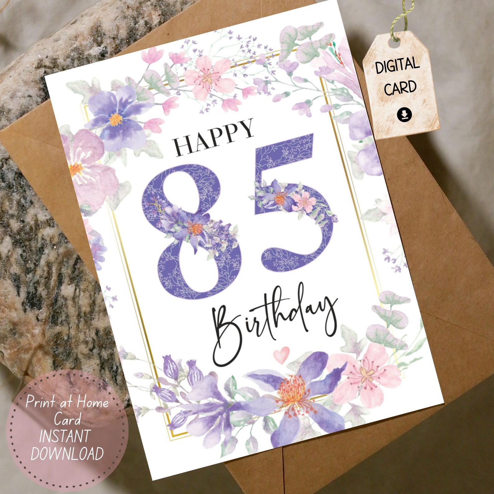 85th Birthday Card Purple Flowers Lavendar Floral Birthday Milestones ...