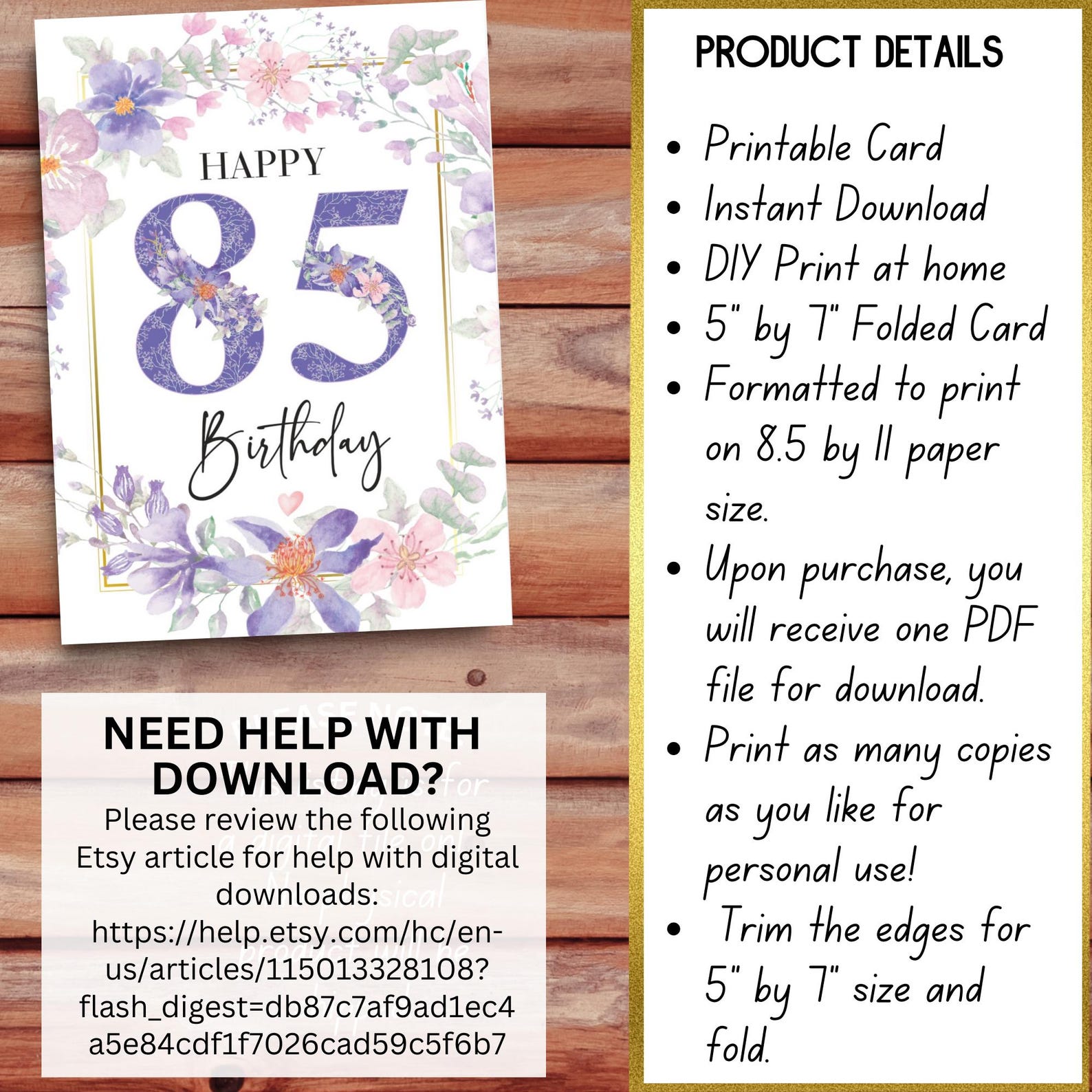 85th Birthday Card Purple Flowers Lavendar Floral Birthday Milestones ...