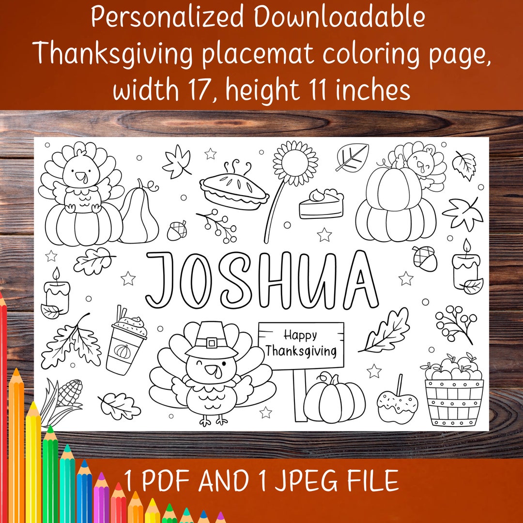 Fall Thanksgiving Placemat for Kids Printable Thanksgiving Place Mats ...