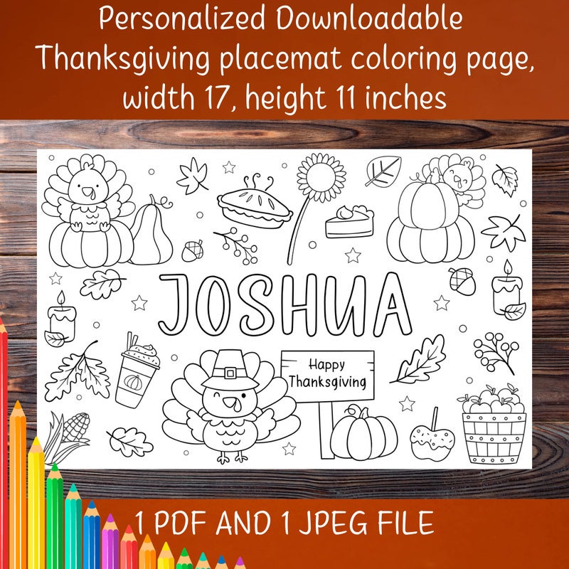 Thanksgiving Placemats for Kids - Etsy