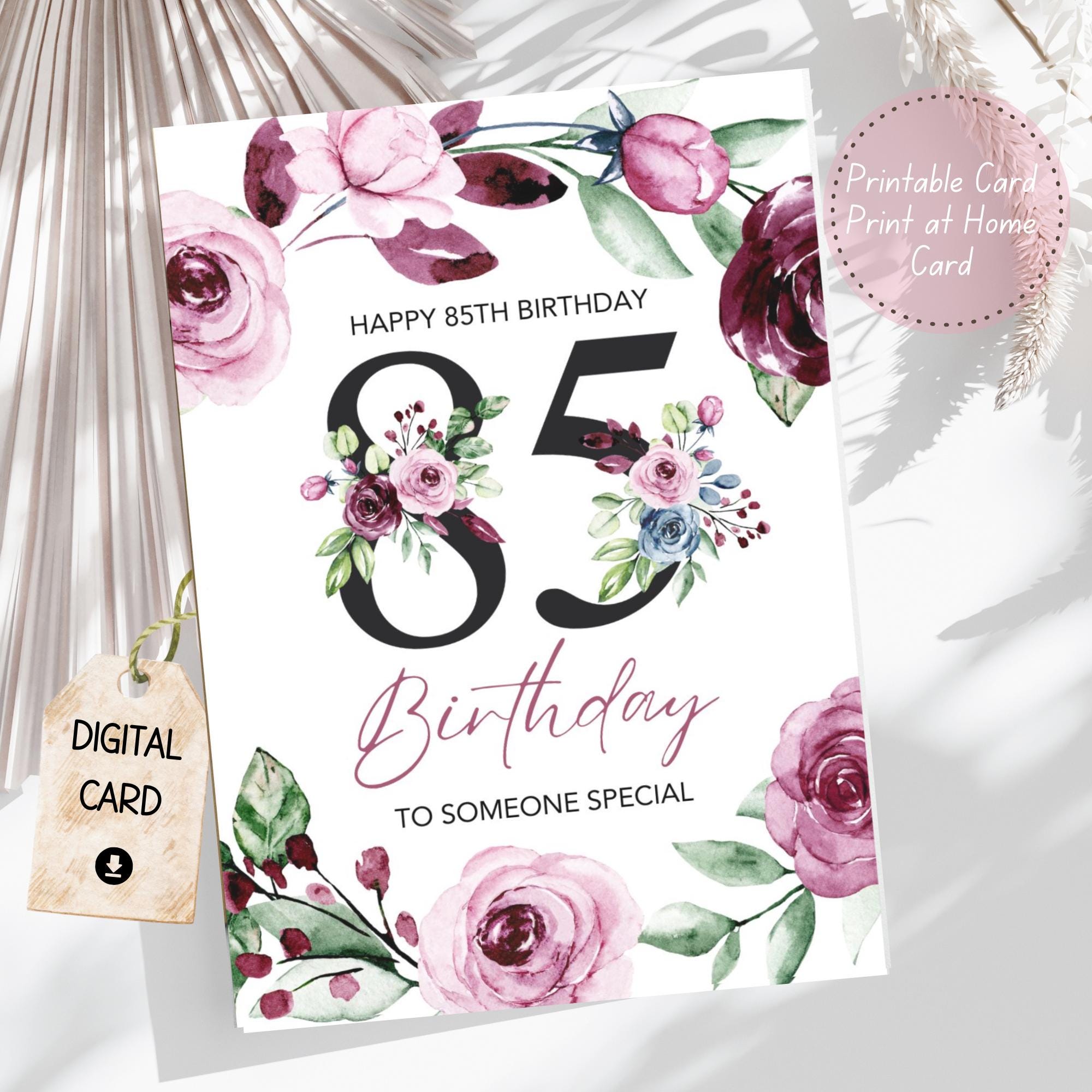 Printable 85th Happy Birthday Card Instant Download Blank Interior 85th ...