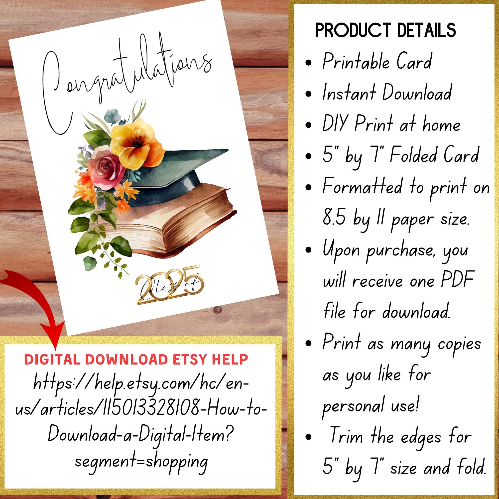Instant Download Printable Graduation Card | Congratulations Graduate ...