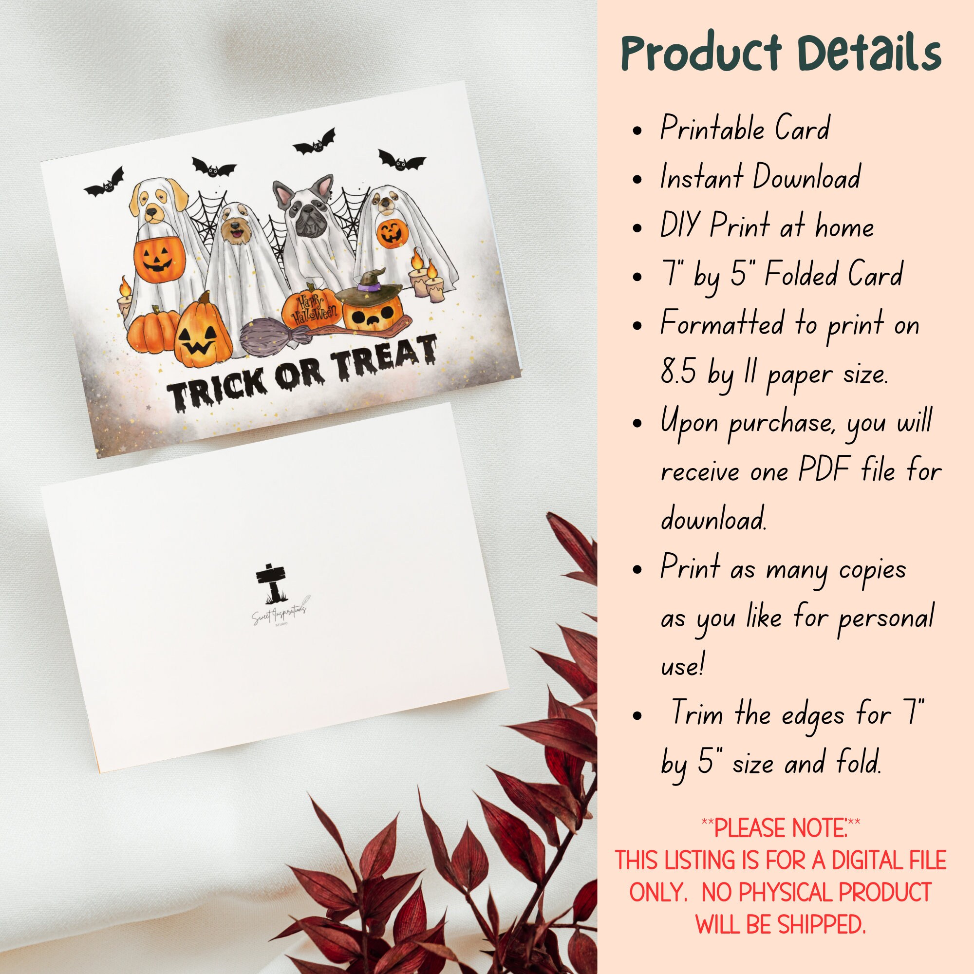 Spooky Ghost Dog Halloween Card Printable Funny Ghost Dog Card Last ...