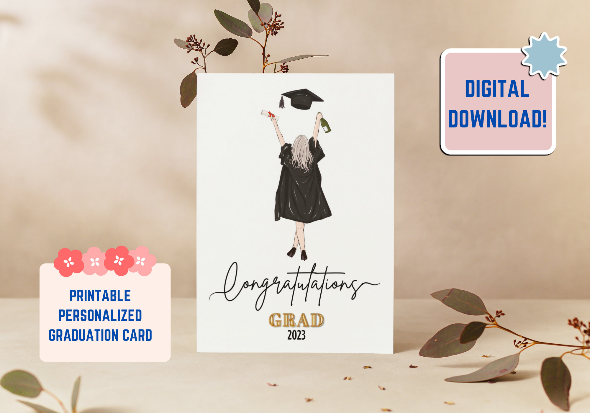 Instant Download Printable Graduation Card Congratulations - Etsy