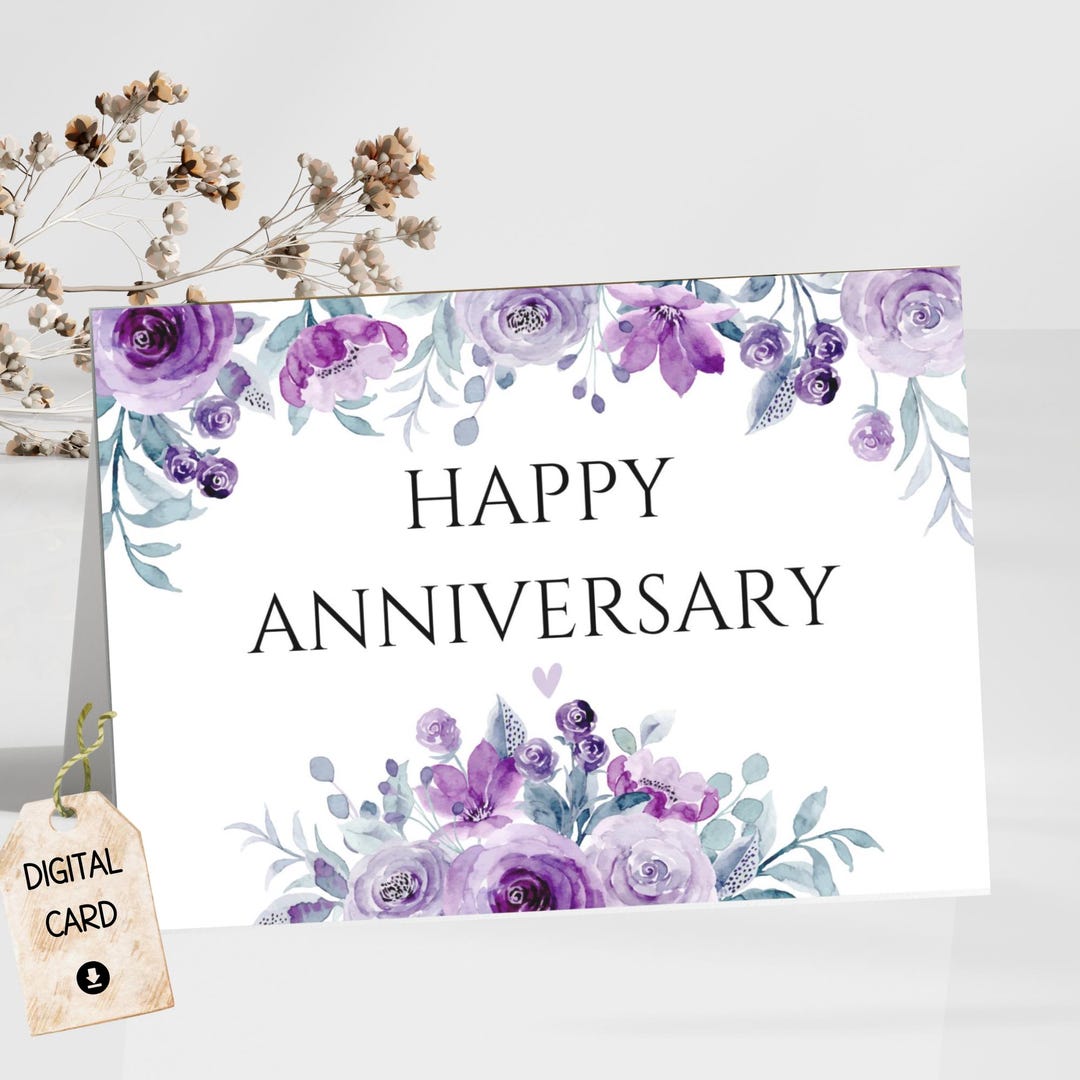 Anniversary Card for Couple Print at Home Anniversary Card Digital ...