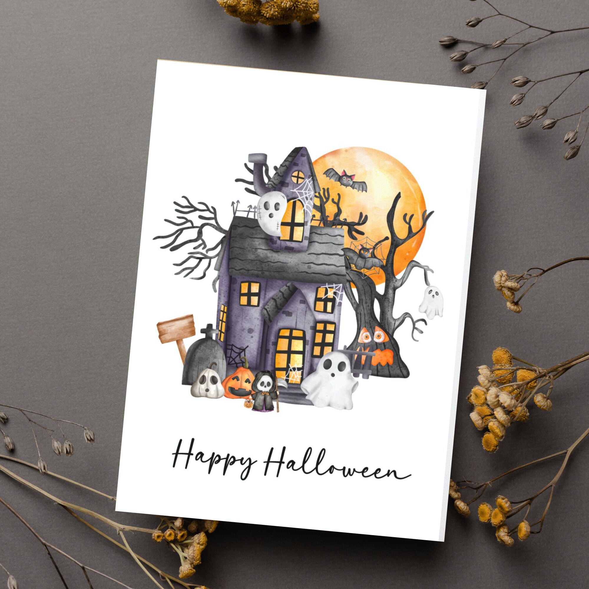 Printable Halloween Haunted House Cards Value Pack of 3 for - Etsy