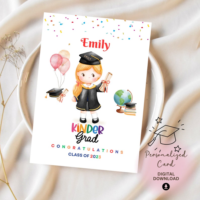 Downloadable Personalized Graduation Card Congratulation Kindergarten ...