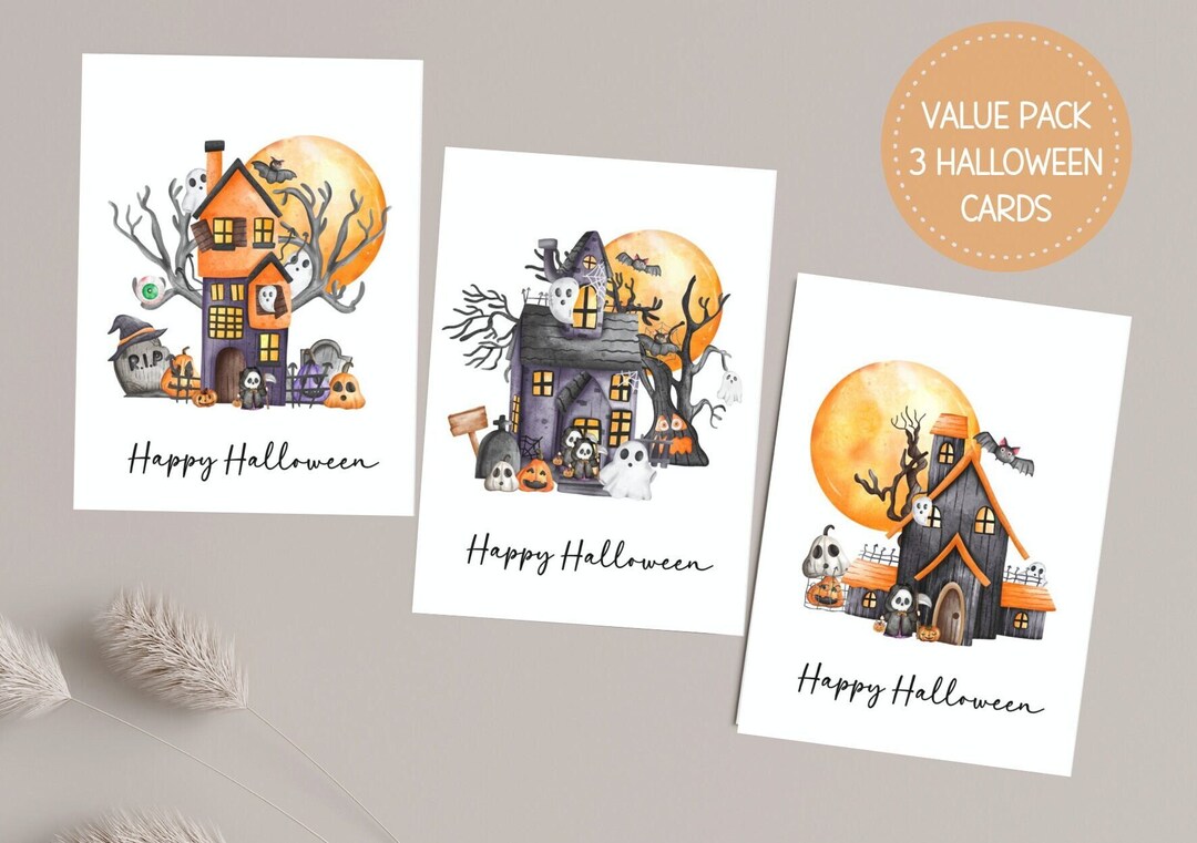 Printable Halloween Haunted House Cards Value Pack of 3 for Son ...