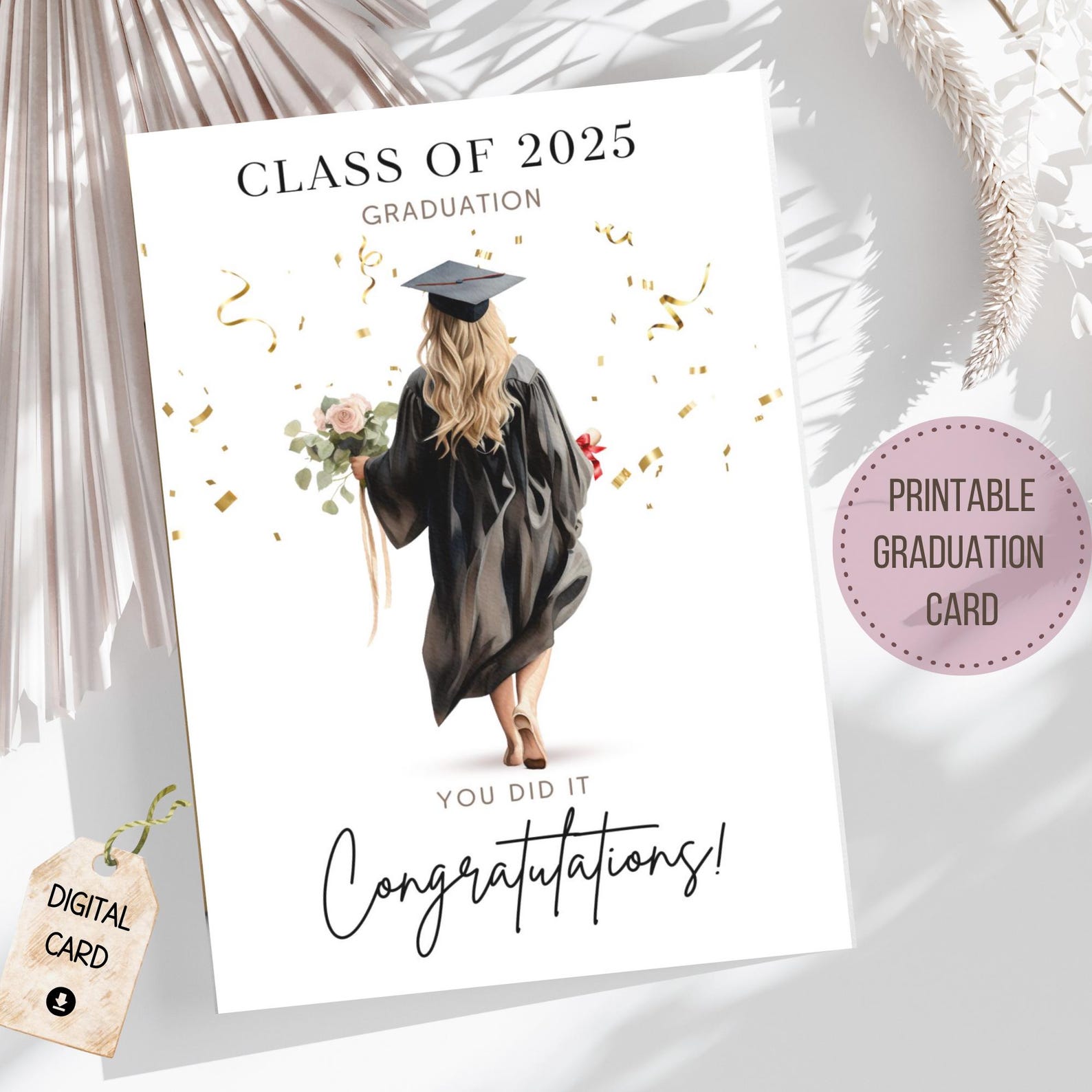 Printable Graduation Card | Girl Graduation | Congratulations Graduate ...