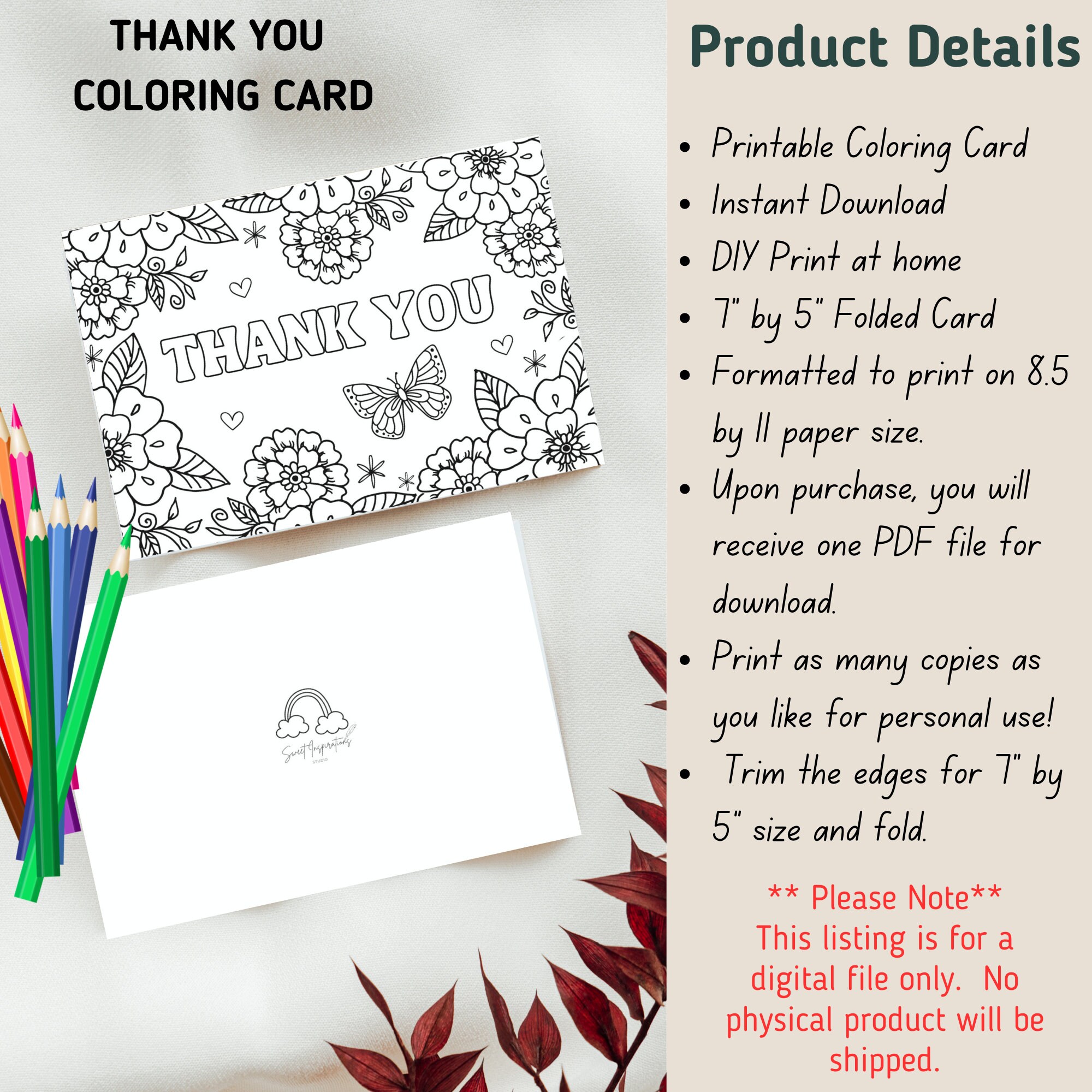 Thank You Coloring Card DIY Thank You Card Thank You Activity Gratitude ...