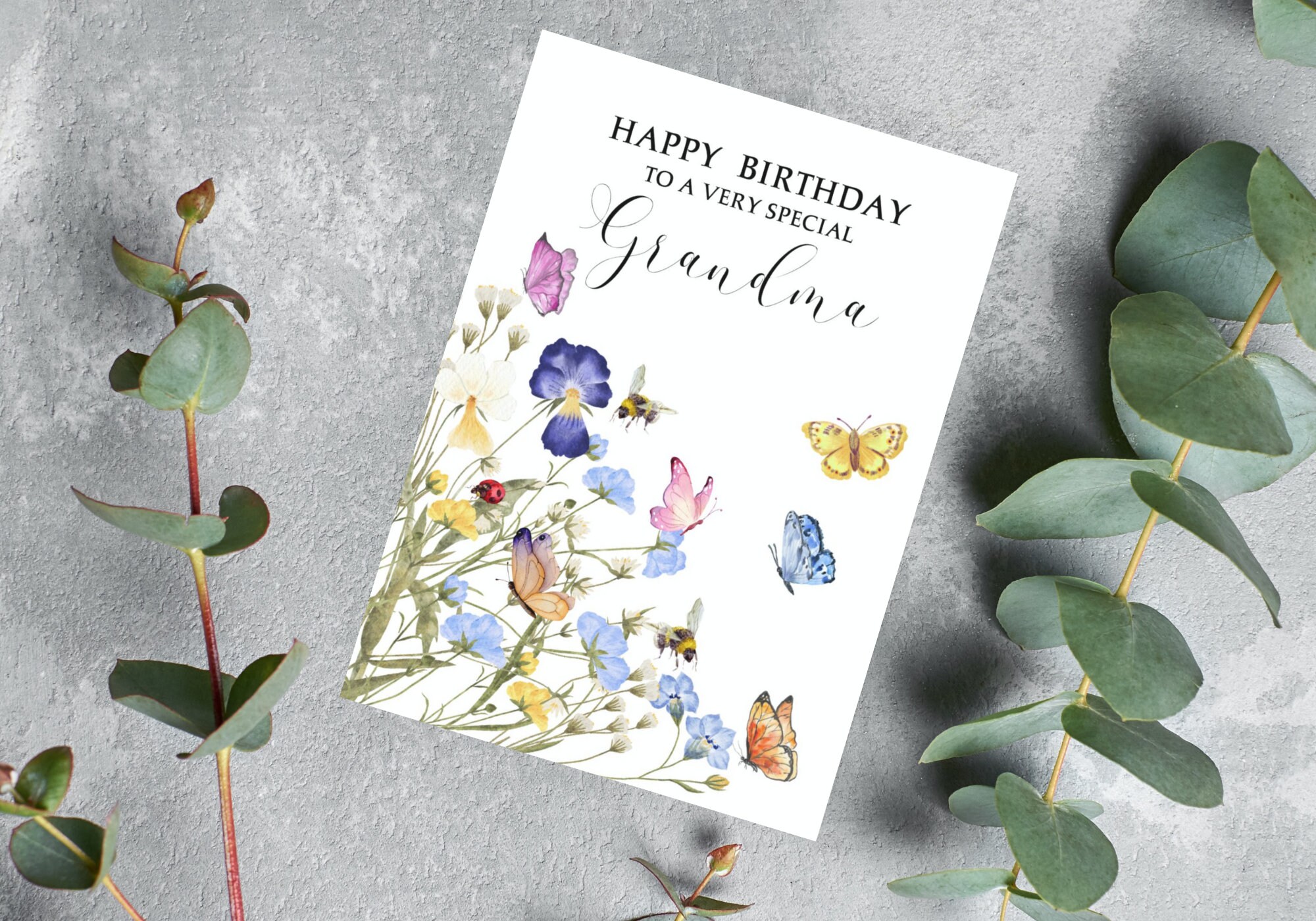 2 Versions Printable Happy Birthday Grandma or Grammy Card | Instant ...