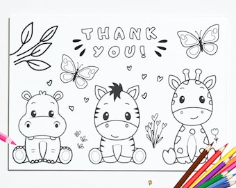 PRINTABLE Thank You Coloring Card for Kids DIY Print and Color Instant ...