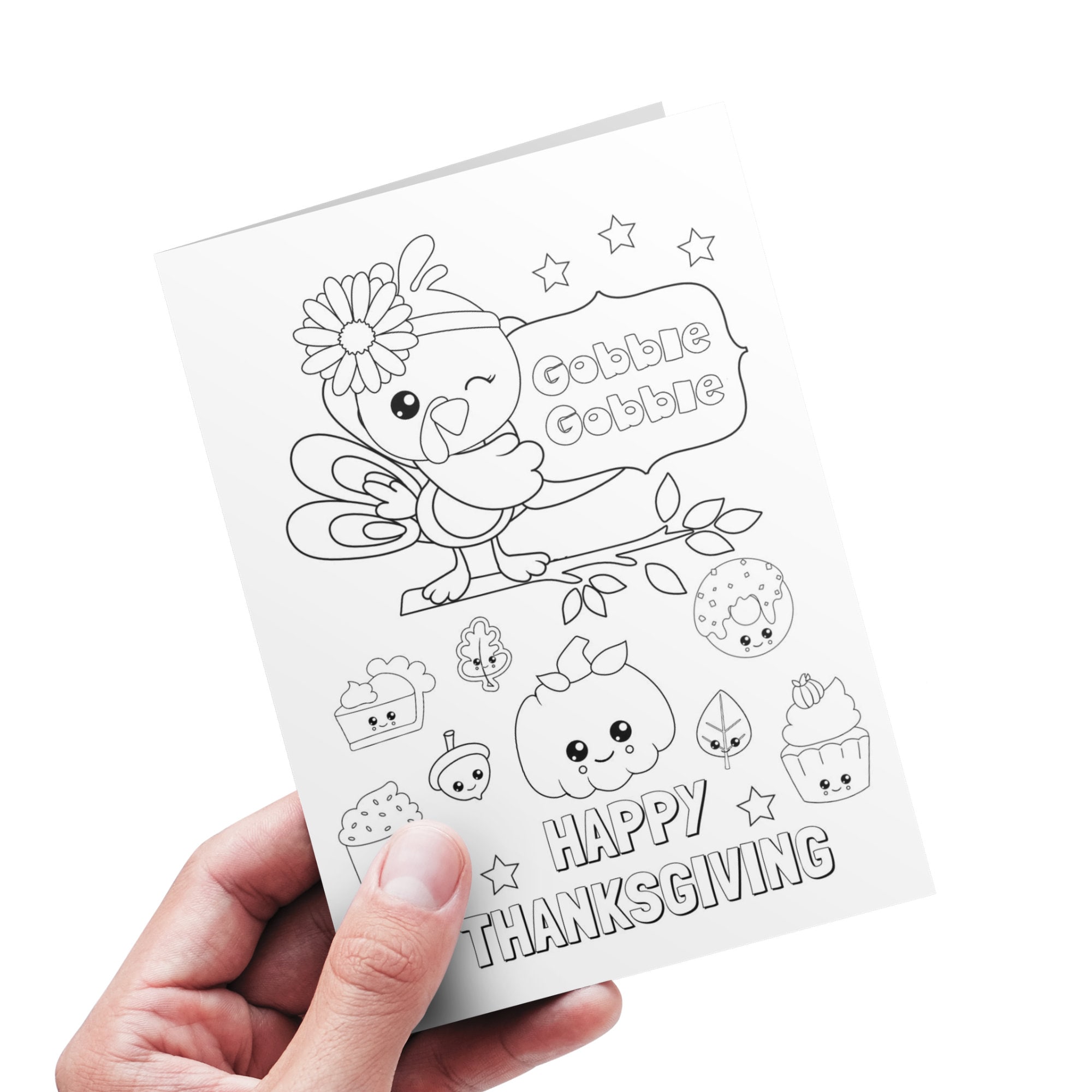 Thanksgiving Coloring Cards Value Pack 4 DIY Thanksgiving Cards DIGITAL ...