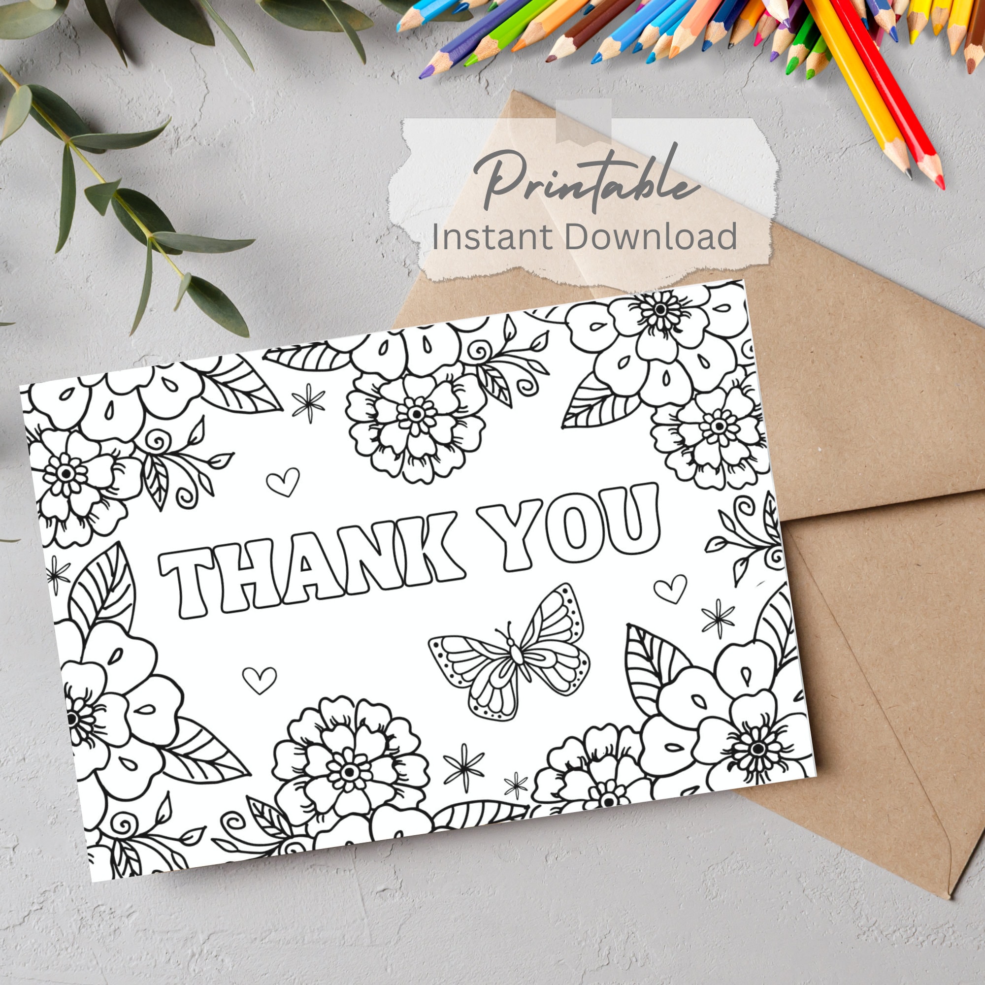Thank You Coloring Card DIY Thank You Card Thank You Activity Gratitude ...