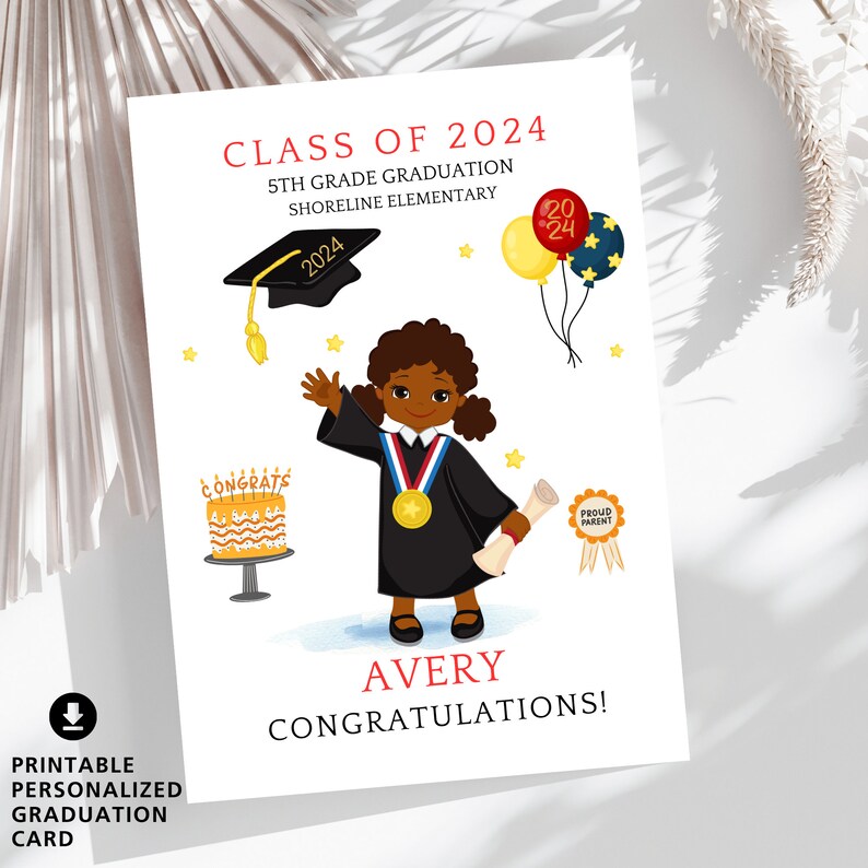 Downloadable Personalized Kids Graduation Card Congratulations ...
