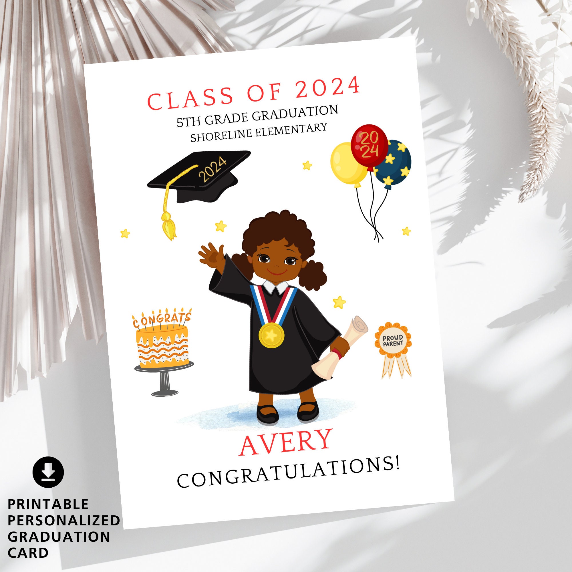 Downloadable Personalized Kids Graduation Card Congratulations ...