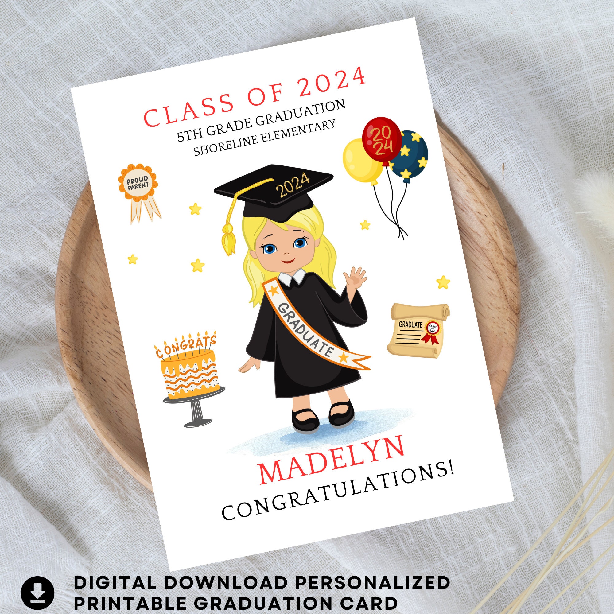 Downloadable Personalized Kids Graduation Card Congratulations ...