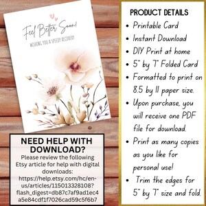 Printable Card Feel Better Soon Card Instant Download Get Well Card ...