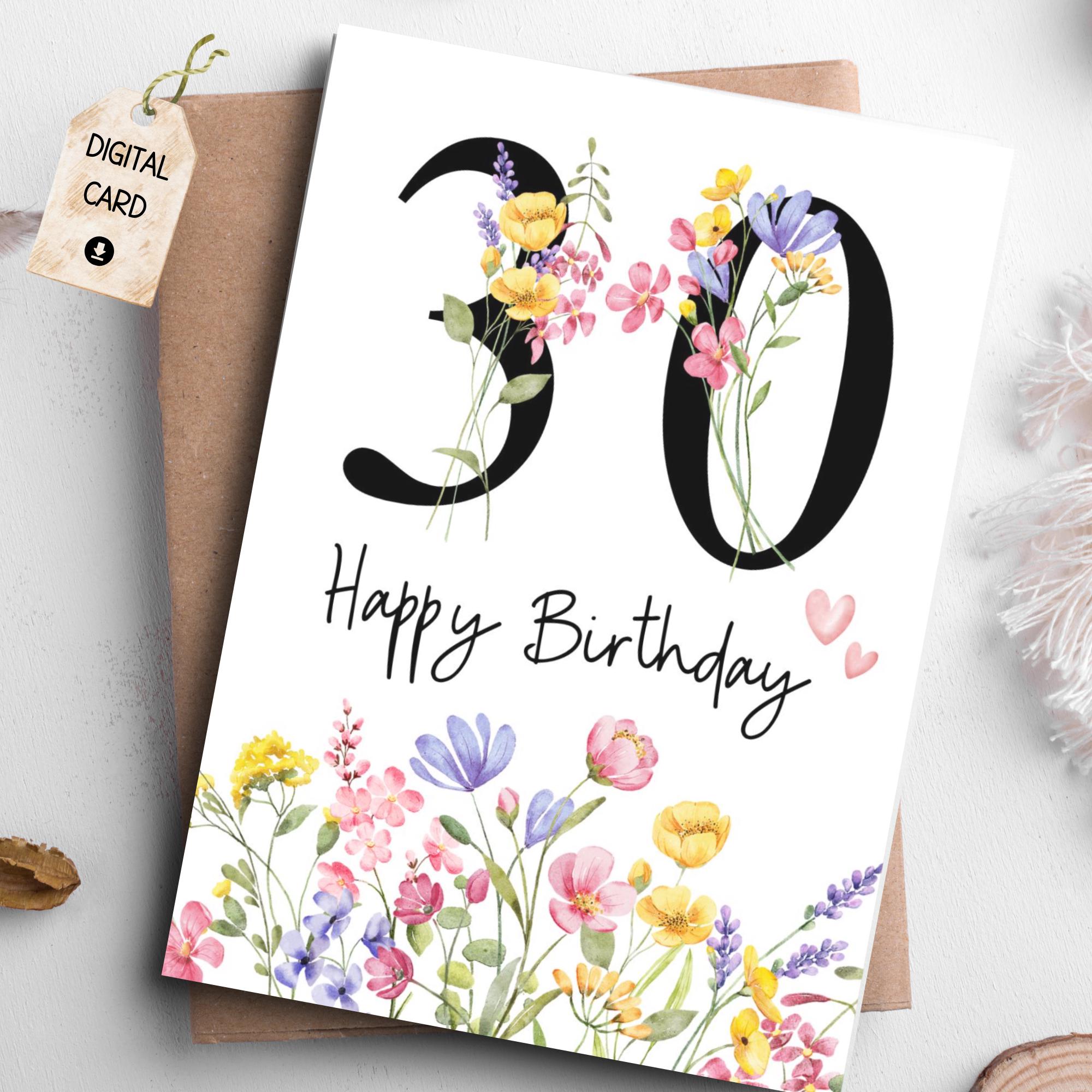 Printable 30th Birthday Card 30th Birthday Milestone Blank Card for ...