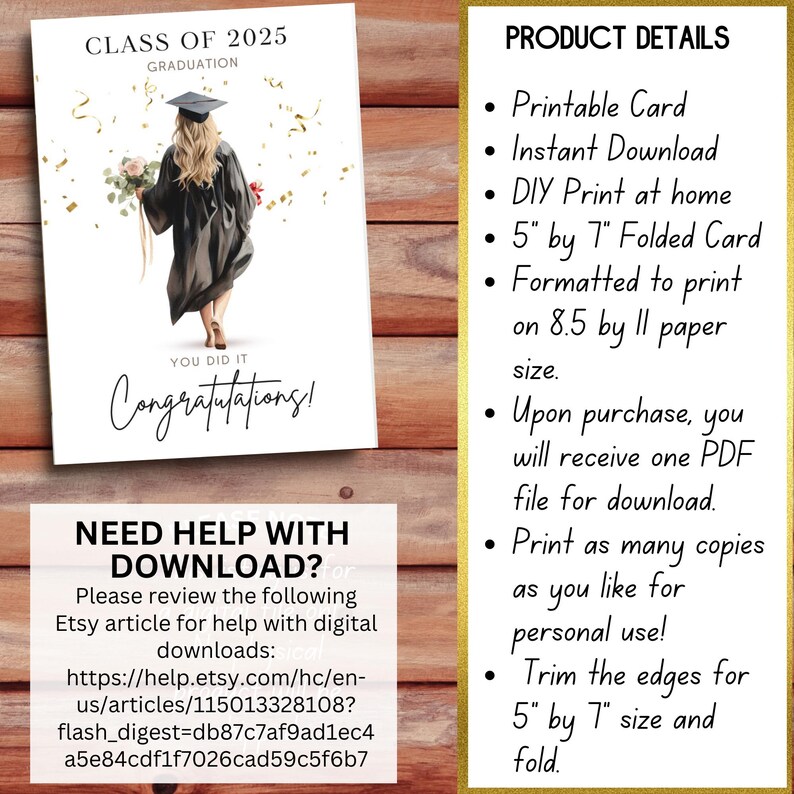 Printable Graduation Card | Girl Graduation | Congratulations Graduate ...