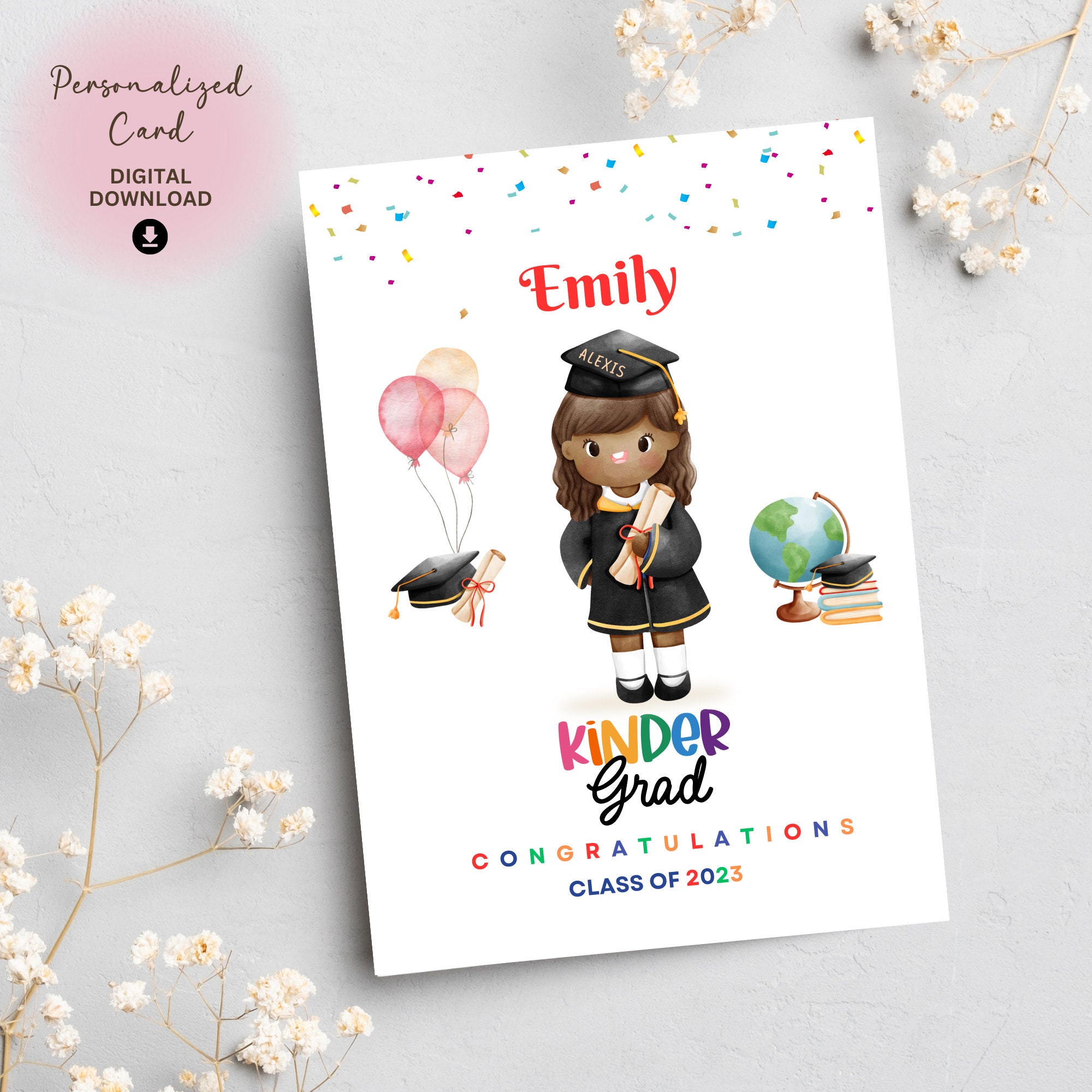 Downloadable Personalized Graduation Card Congratulation Kindergarten ...