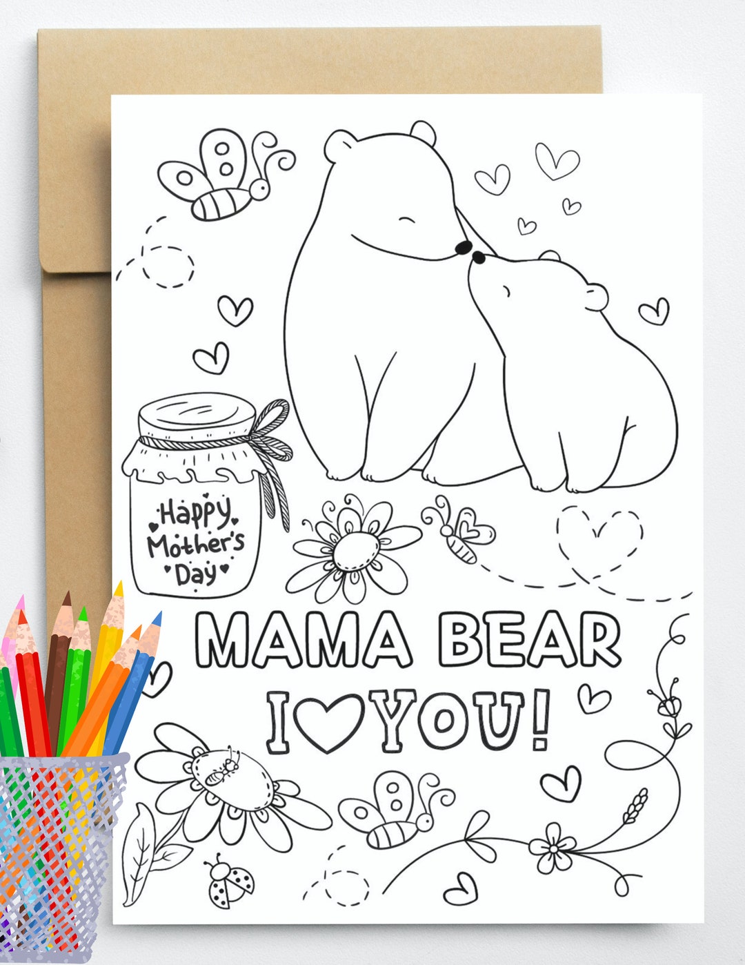 PRINTABLE Mother's Day Coloring Card | Fun Coloring Activity for Kids ...