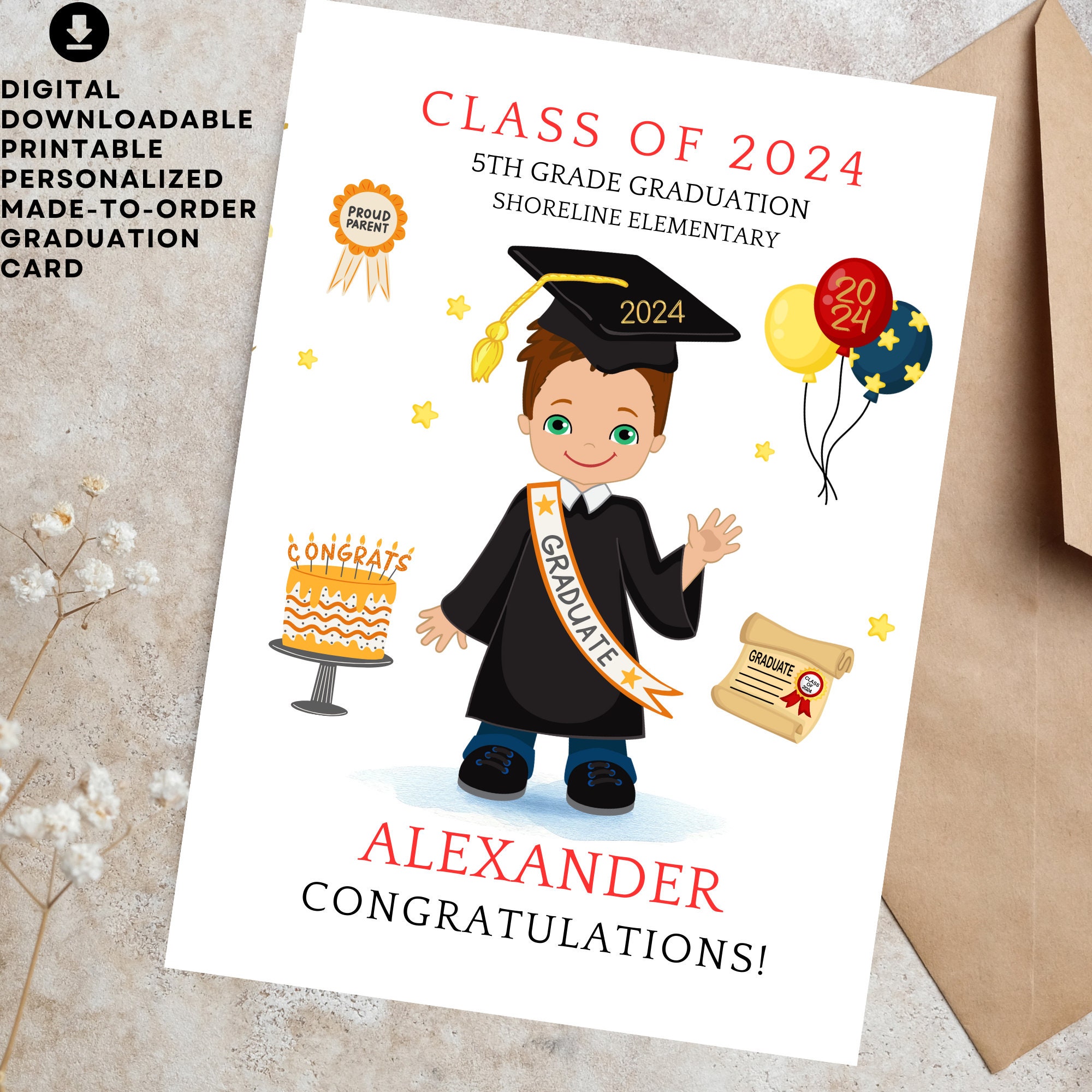 Downloadable Personalized Boys Graduation Card Congratulations ...