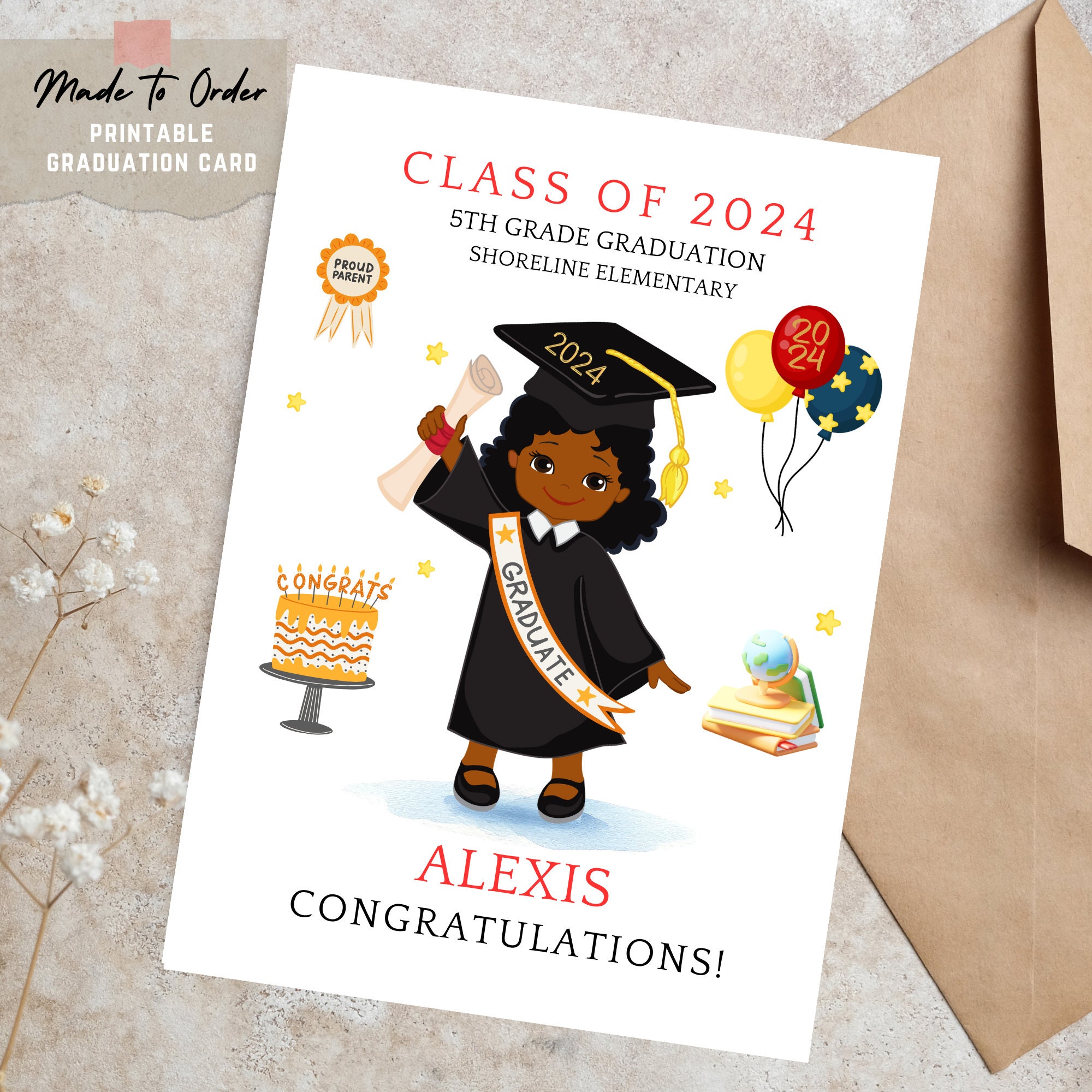 Downloadable Personalized Kids Graduation Card Congratulations ...