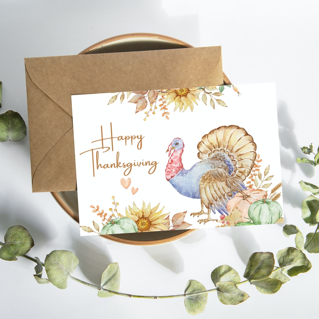 Printable Happy Thanksgiving Card for Family and Friends 7x5 - Etsy