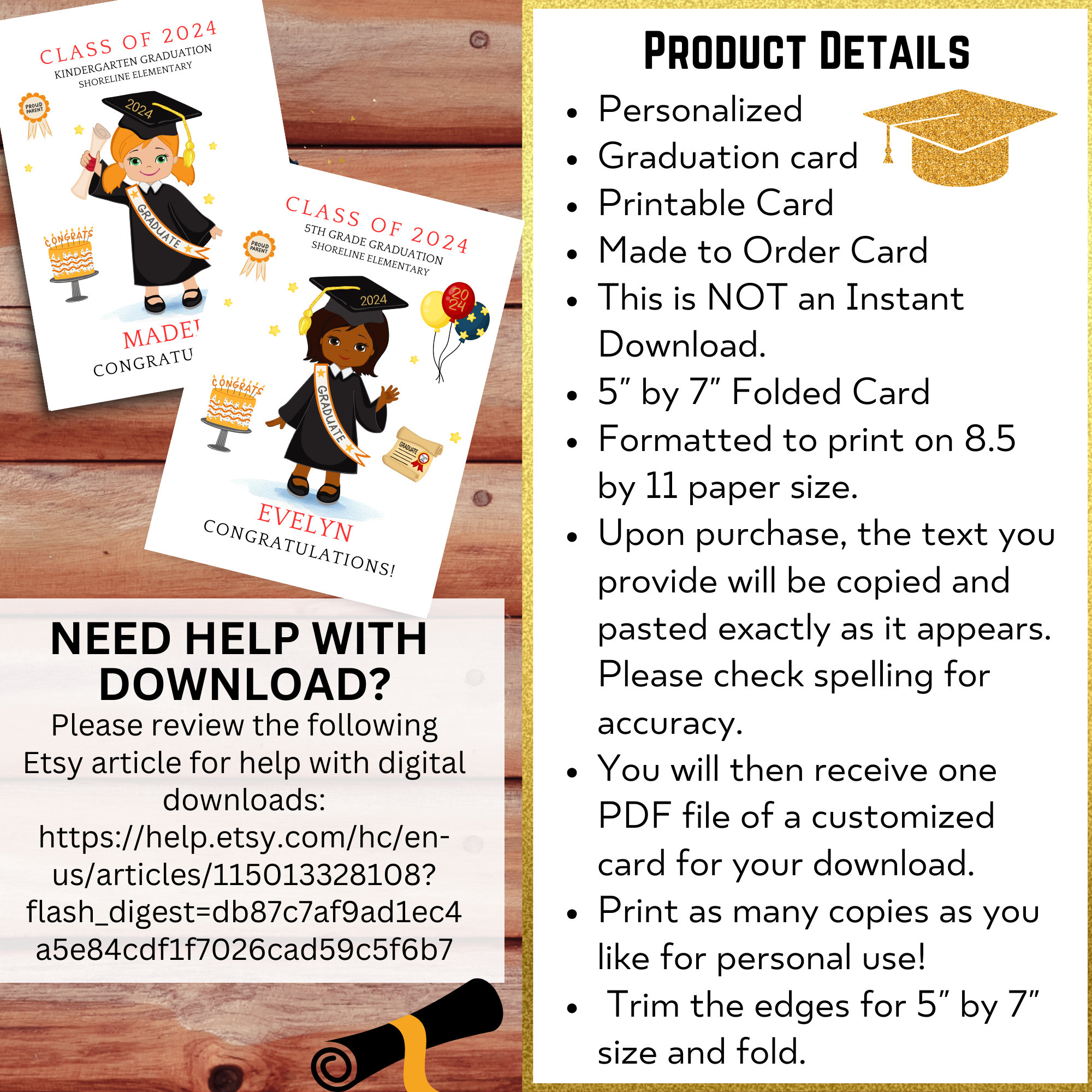 Downloadable Personalized Kids Graduation Card Congratulations ...