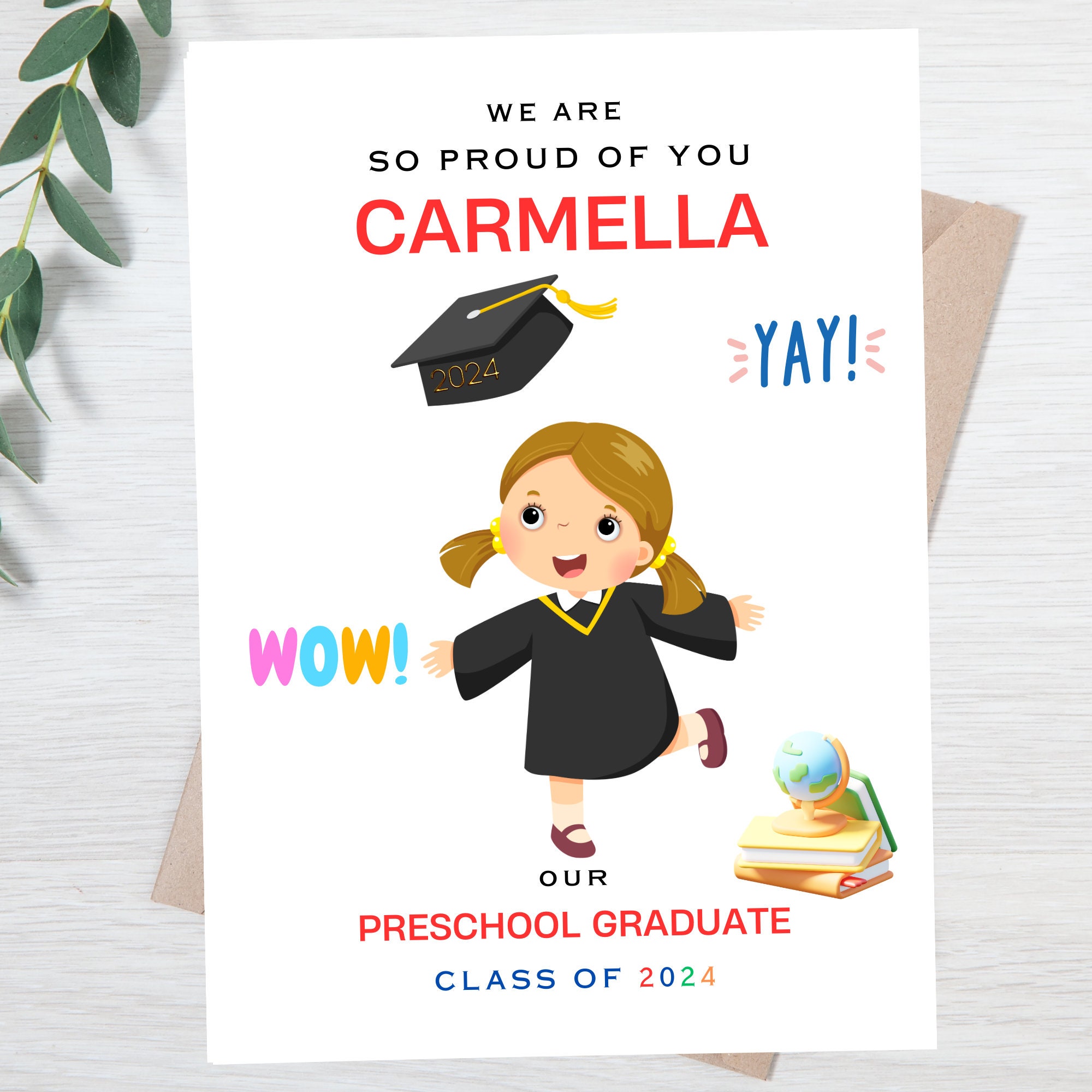 Downloadable Personalized Graduation Card Congratulation Preschool ...