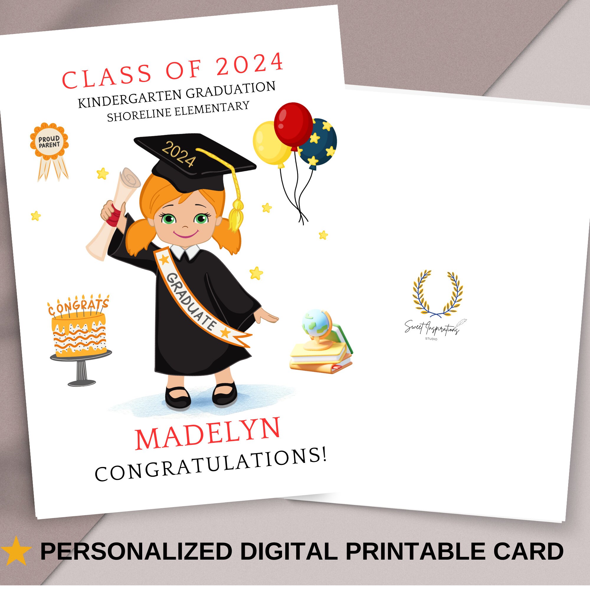 Downloadable Personalized Kids Graduation Card Congratulations ...