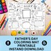 Father's Day Dad Coloring Page Activity Placemat Gift for Dad Coloring ...