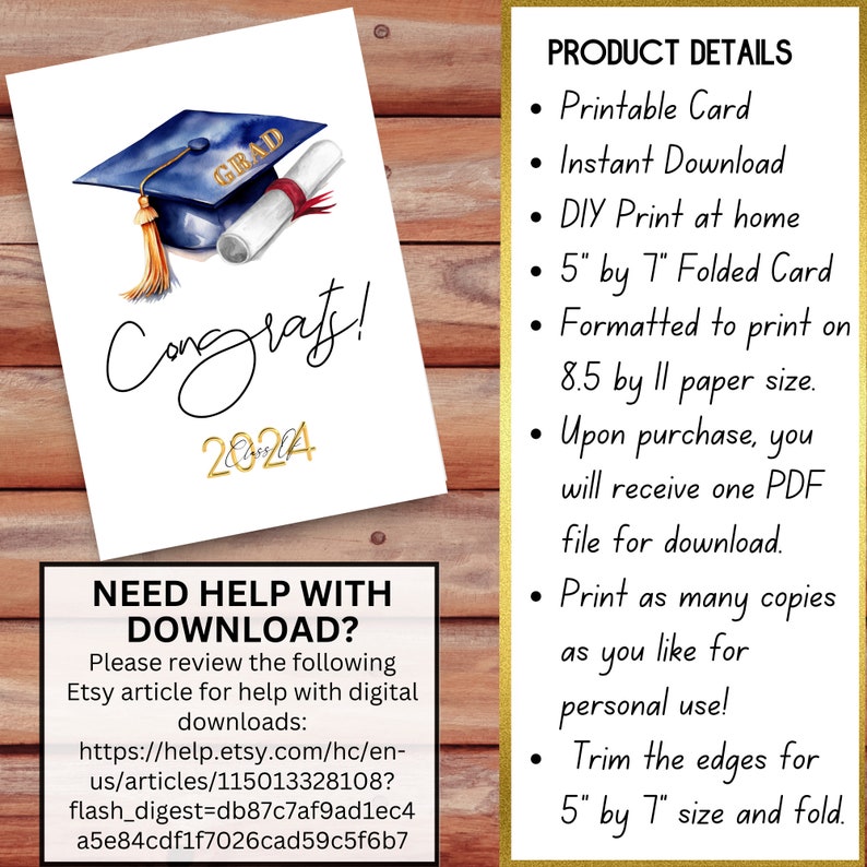Congrats Grad Instant Download Printable Graduation Cap Congratulations ...