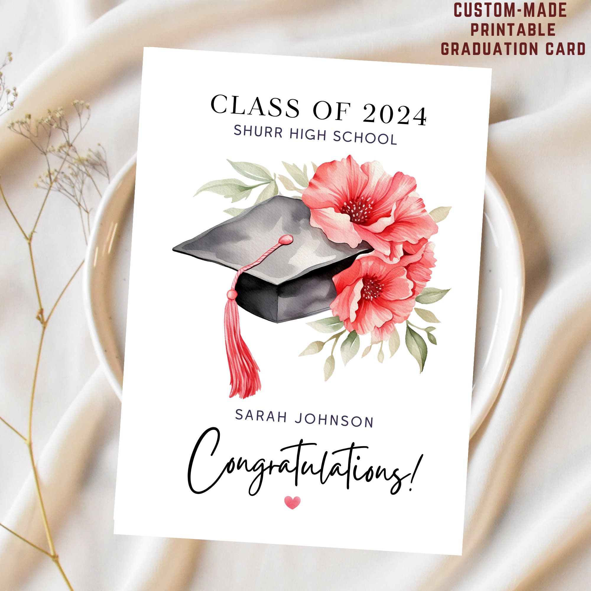 Congratulations Grad Class of 2024 Congrats Graduation Card Customized ...