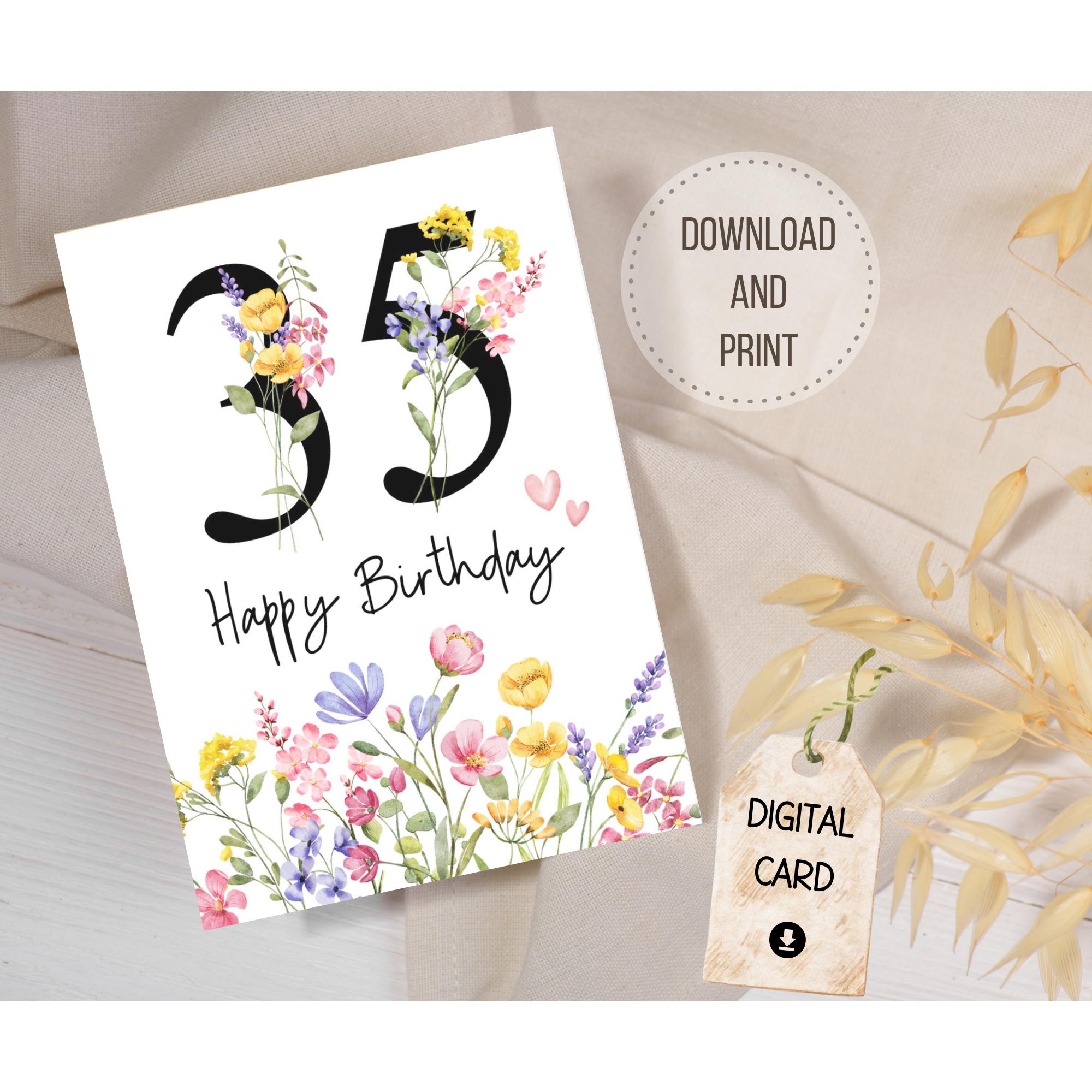 Printable 35th Birthday Card 35th Birthday Milestone Blank Card for Mom ...