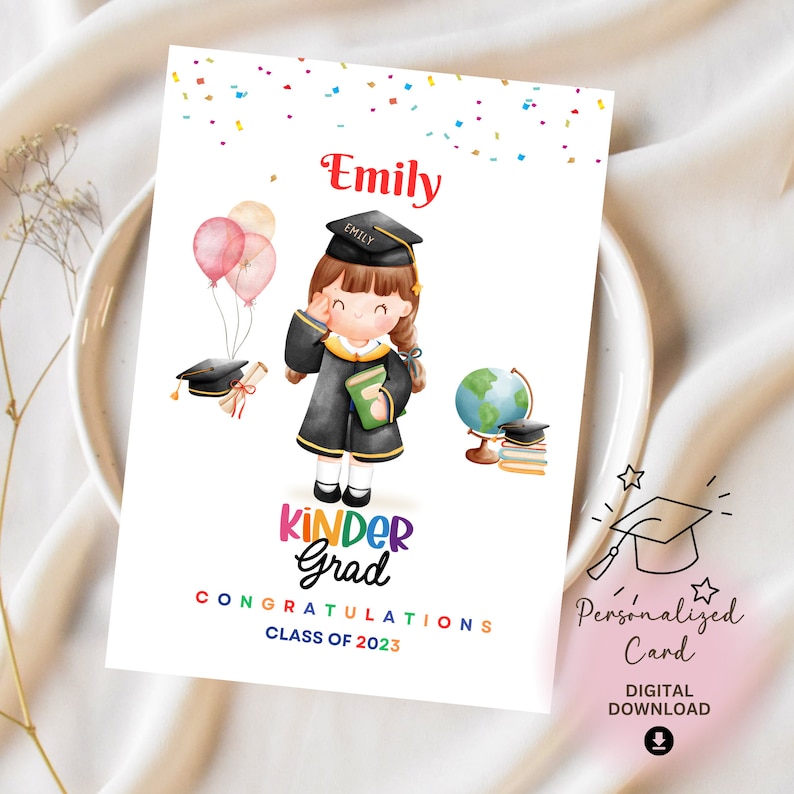 Downloadable Personalized Graduation Card Congratulation Kindergarten ...