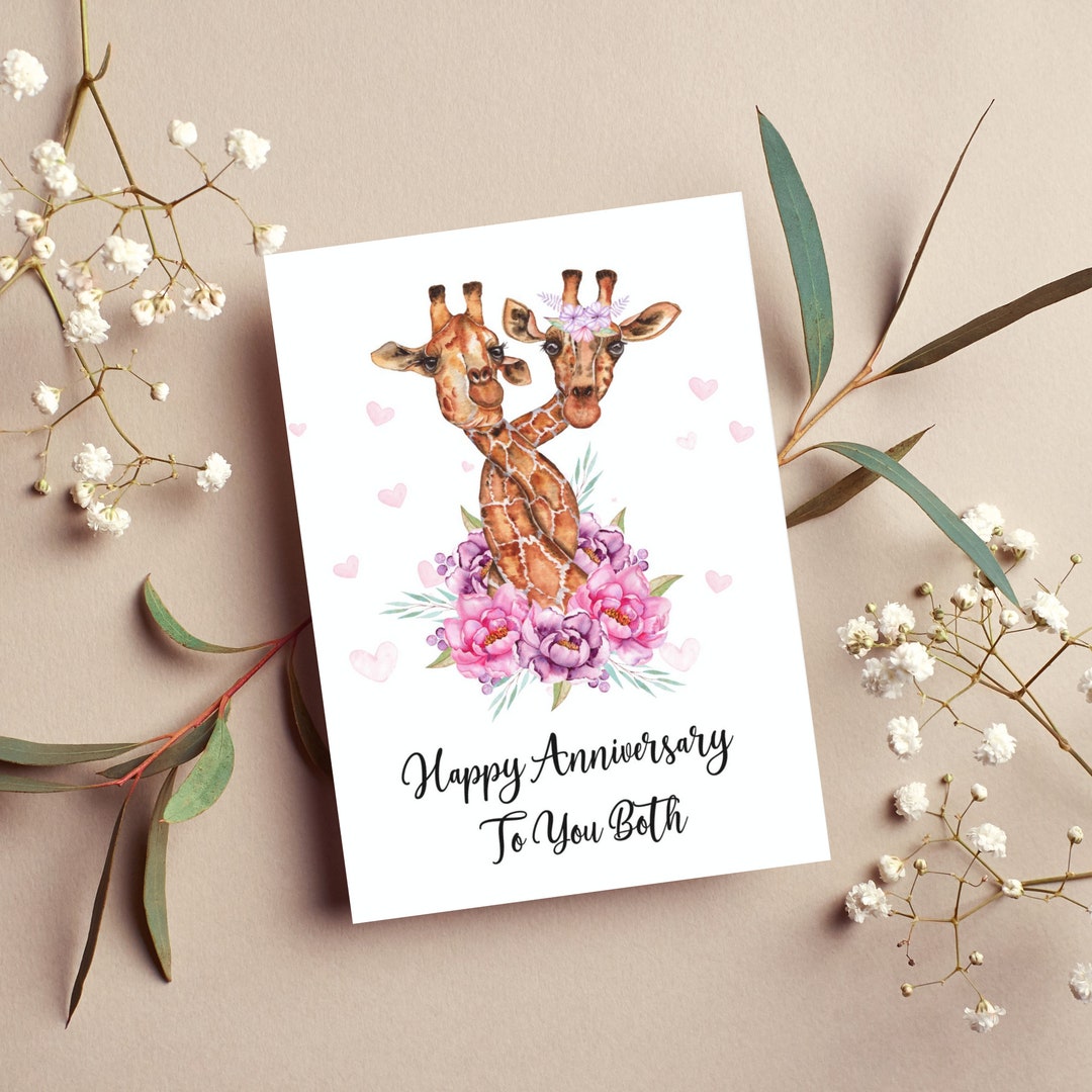 Printable Anniversary Card to Both | Instant Download | Cute Watercolor ...