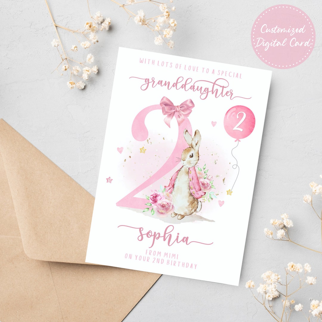 Personalized Kids Custom Age Birthday Card Daughter Granddaughter Niece ...