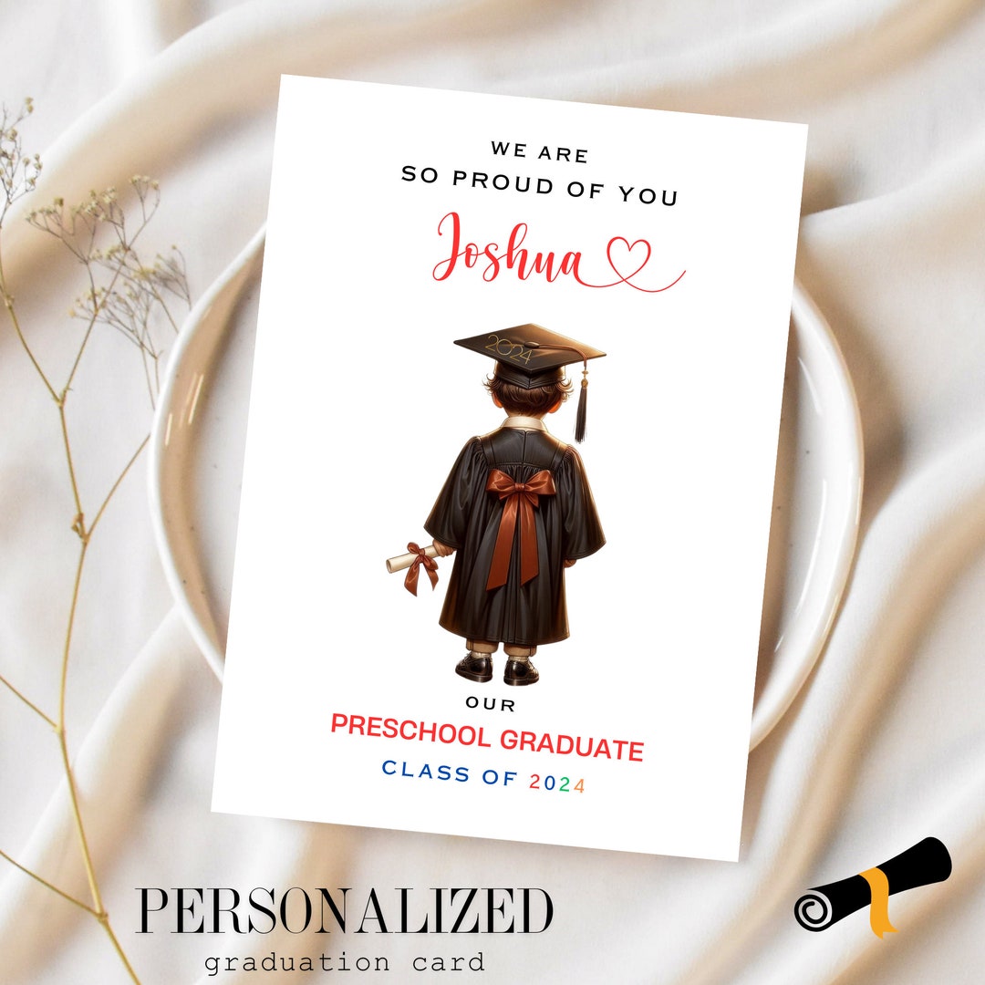 Downloadable Personalized Graduation Card Congratulation Boy Preschool ...