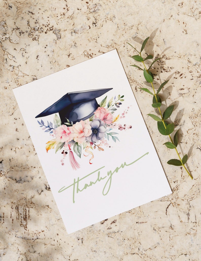 Printable Graduation Thank You Card Appreciation Card Folded Thank You ...