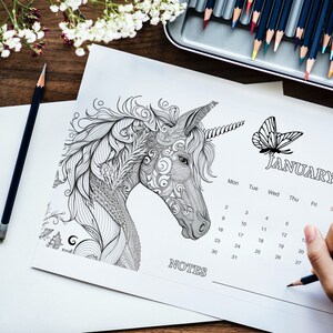 Animal 2023 Coloring Calendar, Printable Wall Calendar, DIY Calendar ...